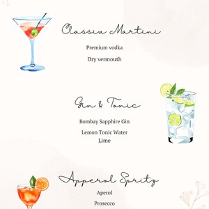 Printable Watercolor Cocktail Menu Template, Stickers Included ...