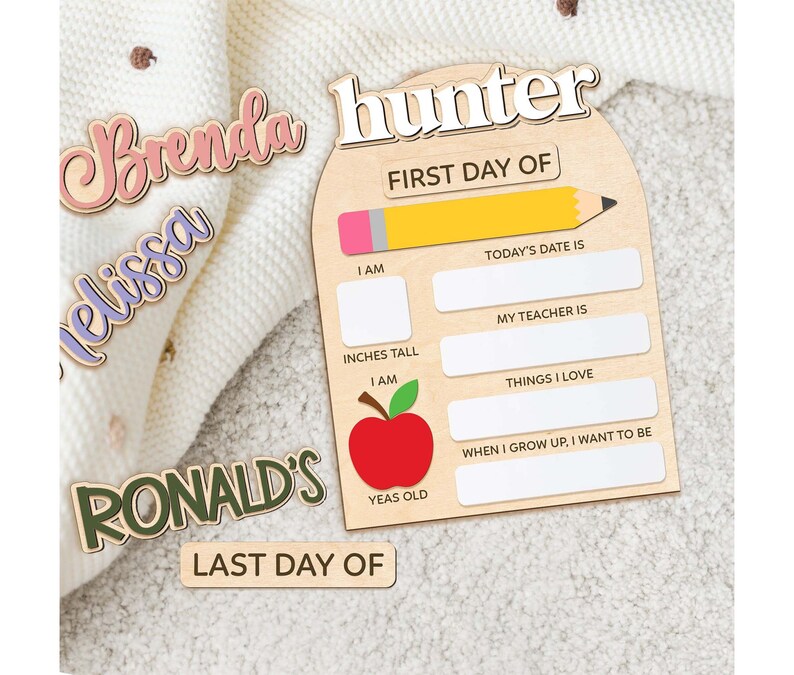 Custom First Day of School Sign, Interchangeable Wooden Sign, Wooden ...