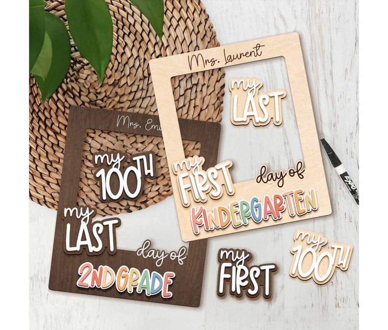 Personalized School Sign Photo Frame, First Day Sign, Teacher Classroom ...