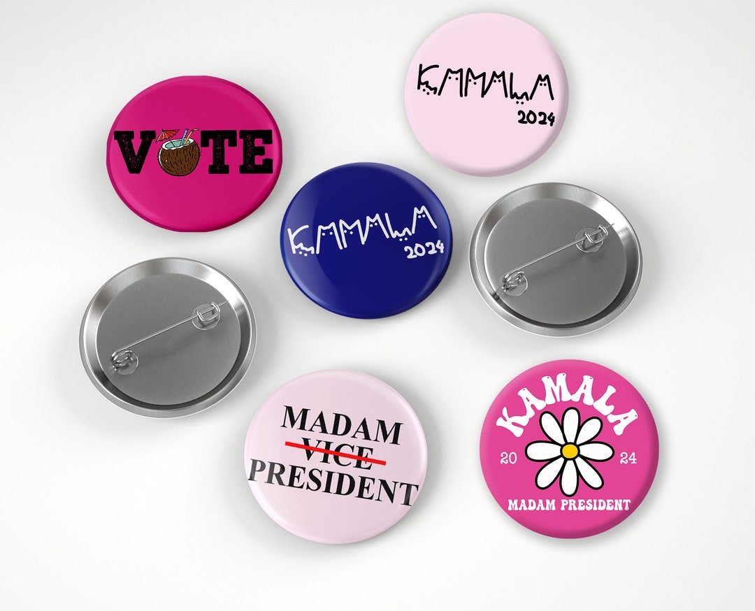 Kamala Harris Pin Button, Campaign Pin, Yes We Kam, Madam Vice ...
