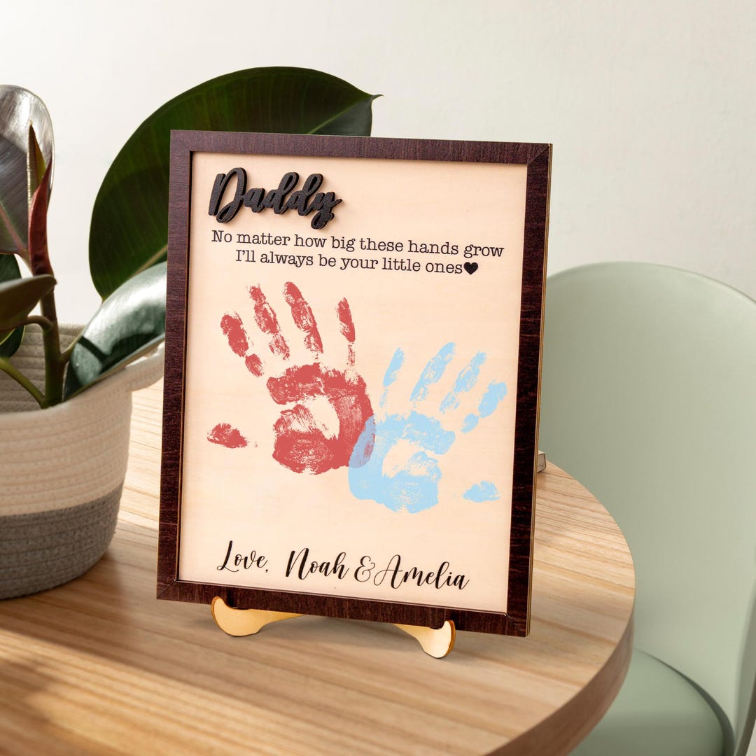 Best Daddy Ever Hands Down Sign, DIY Handprints Dad Gift, Best Dad ...
