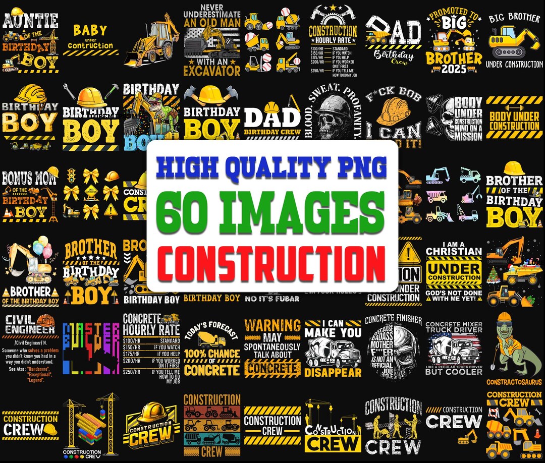 60 Construction Clipart Bundle, Construction Vehicle Clipart Png Bundle ...