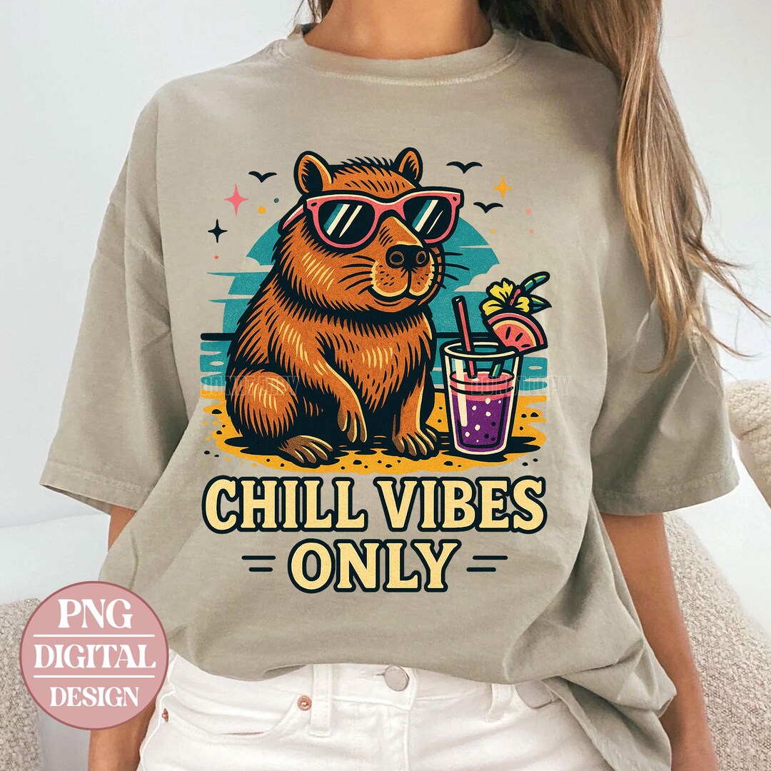 Chill Vibes Only Capybara PNG, Sarcastic Capybara Chill Vibes Only ...