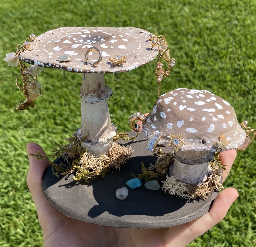 Mushroom Jewelry Holder, Fairycore Cottagecore Trinket Dish, Handmade ...