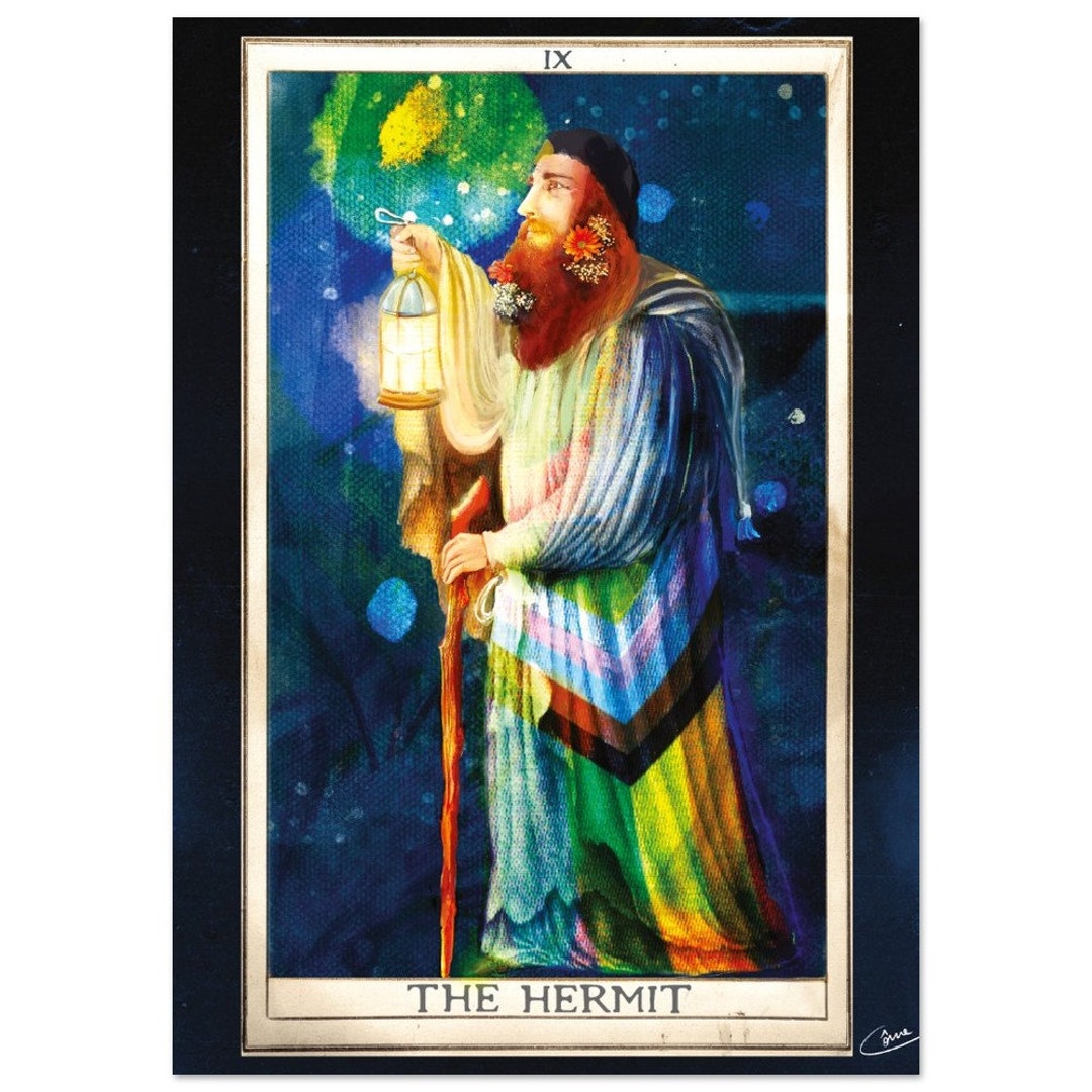TAROT the Hermit. Art Print, Wall Deco, Gay, Queer, Bi, Gender, Non-binary, Art Painting Poster ...