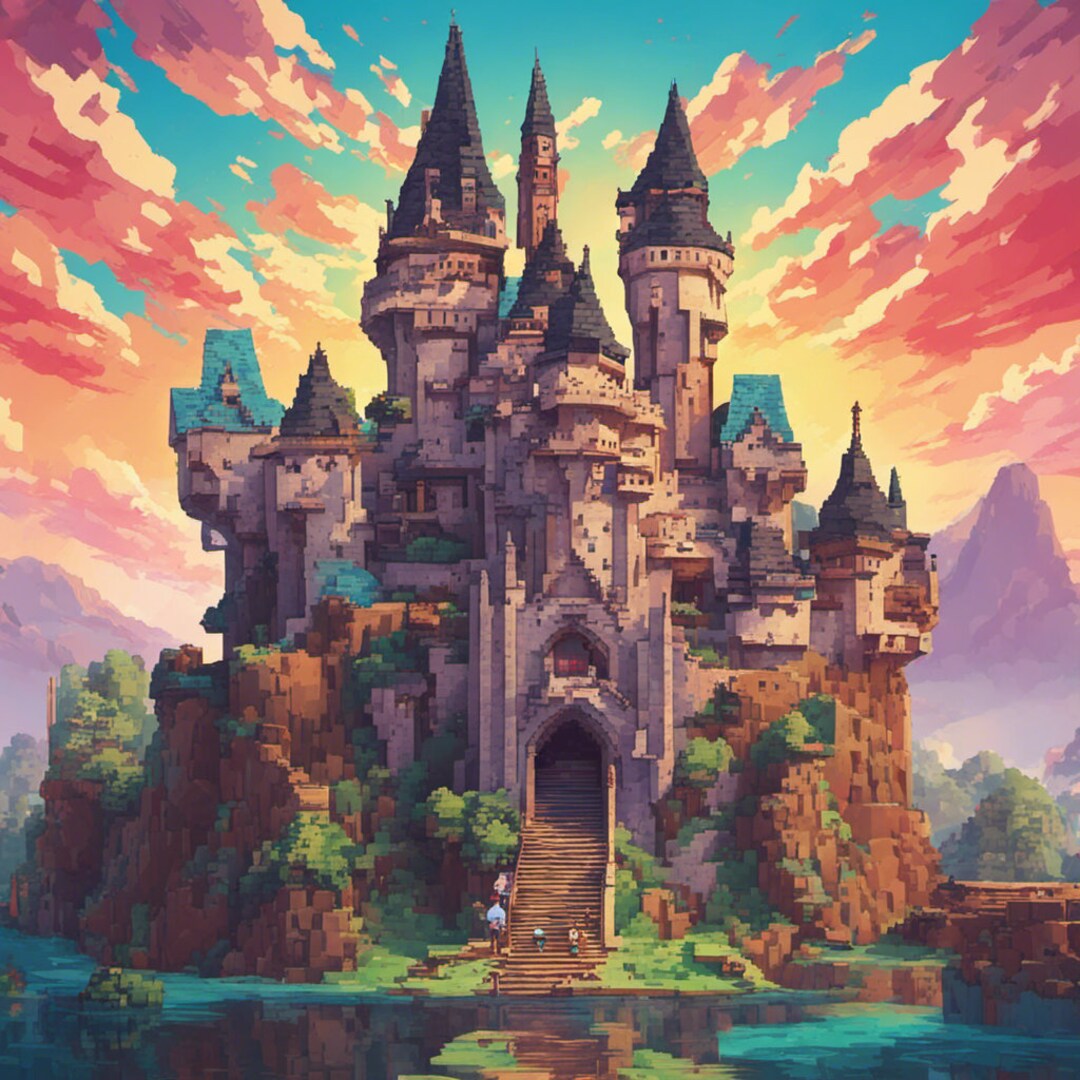 Digital Artwork - Castle Minecraft - Etsy