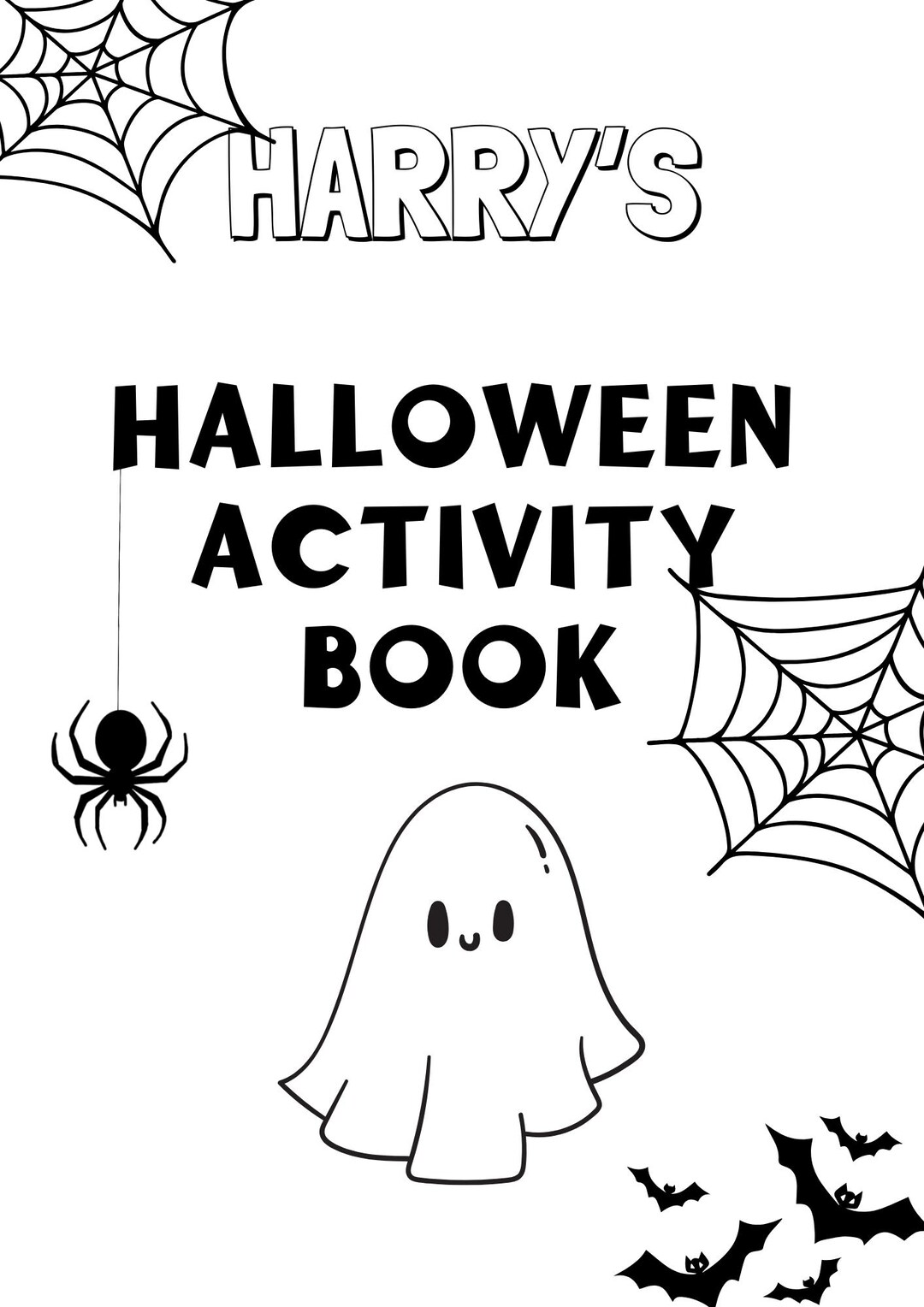 Halloween Theme Activity Book Booklet Personalised Drawing Children ...