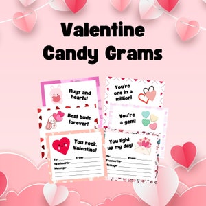 Valentine Candy Grams, 6 Different Designs, Valentine Cards, Valentine ...