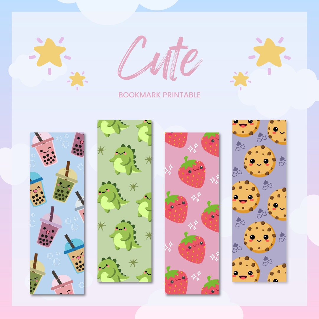 Cute Bookmarks Printable, Includes 4 Bookmarks, Kawaii Bookmarks ...
