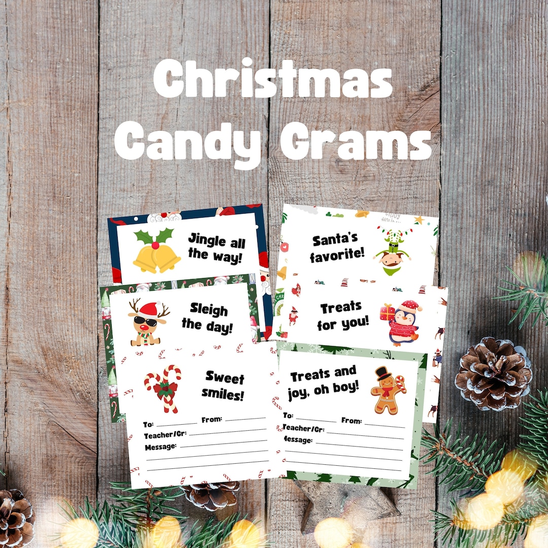 Christmas Candy Grams, Candy Cane Grams, 6 Different Designs, Christmas ...