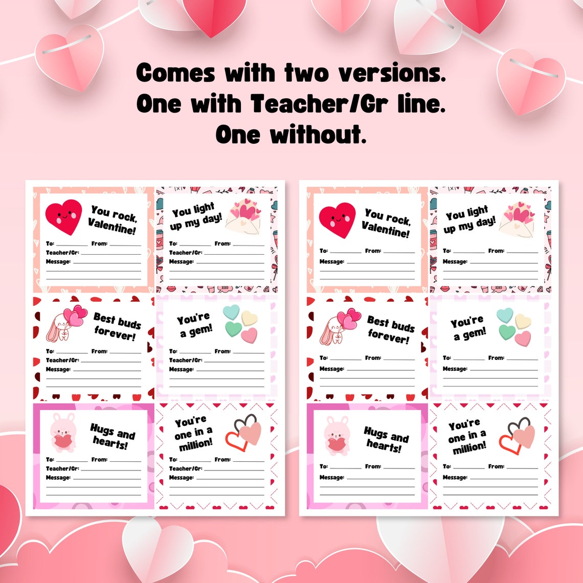 Valentine Candy Grams, 6 Different Designs, Valentine Cards, Valentine ...
