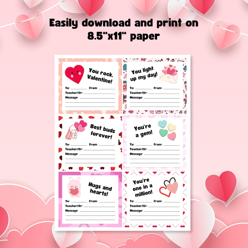 Valentine Candy Grams, 6 Different Designs, Valentine Cards, Valentine ...