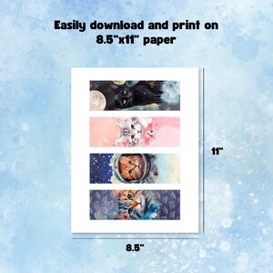 Cat Bookmarks Printable, Includes 4 Bookmarks, Watercolor Bookmarks ...