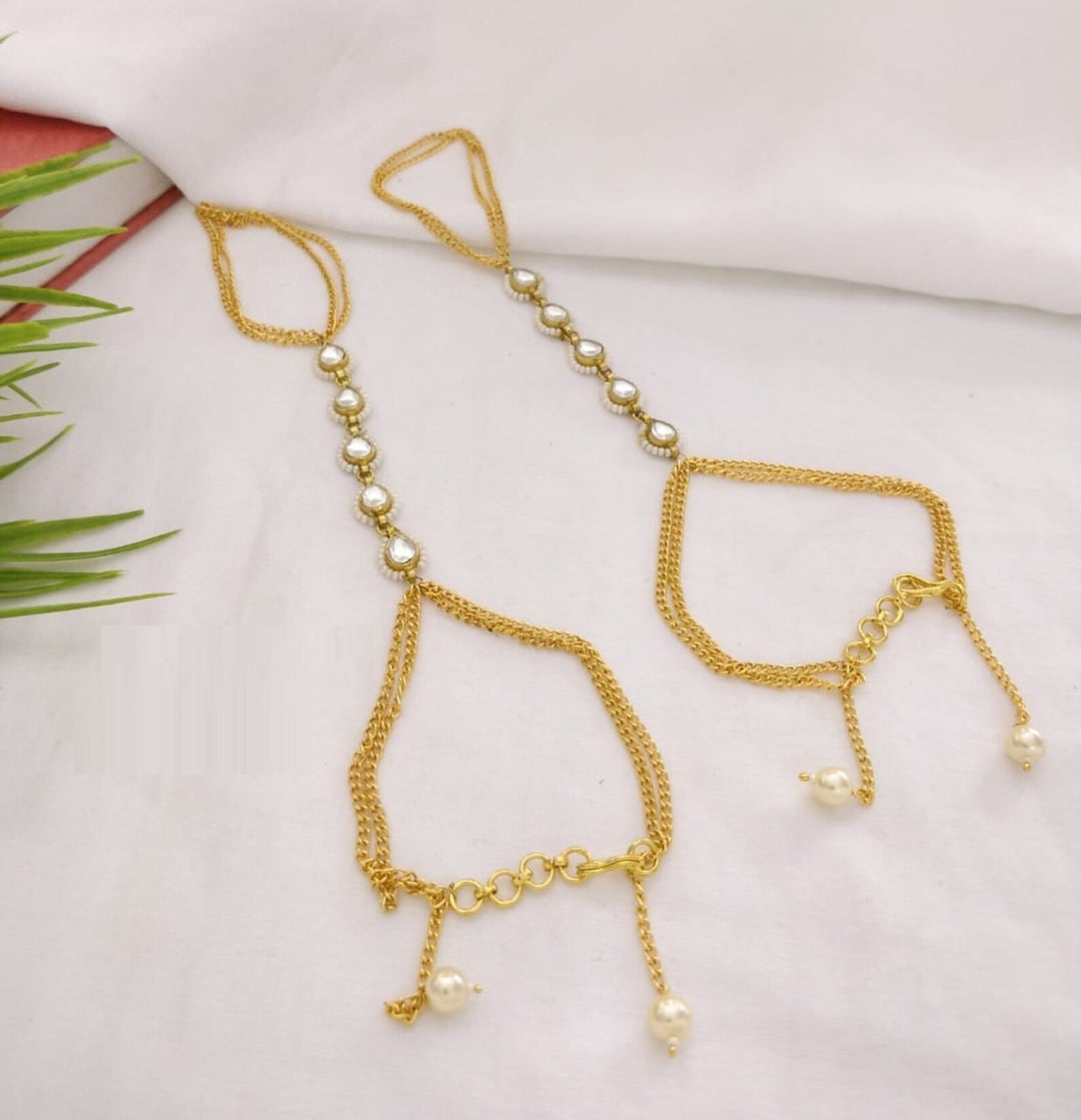 Kundan Hathphool/ Sabyasachi Kundan Polki Bridal Hathphool/hathpaan Pair/jadau Wedding Jewelry ...