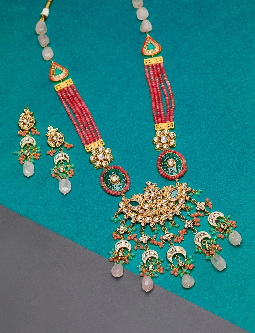 Heavy Bridal/party Wear Set. Pakistani Jewelry Wedding/multi Stone ...