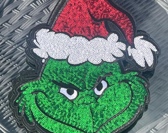 Grinch Sequin Chenille Patch - Etsy