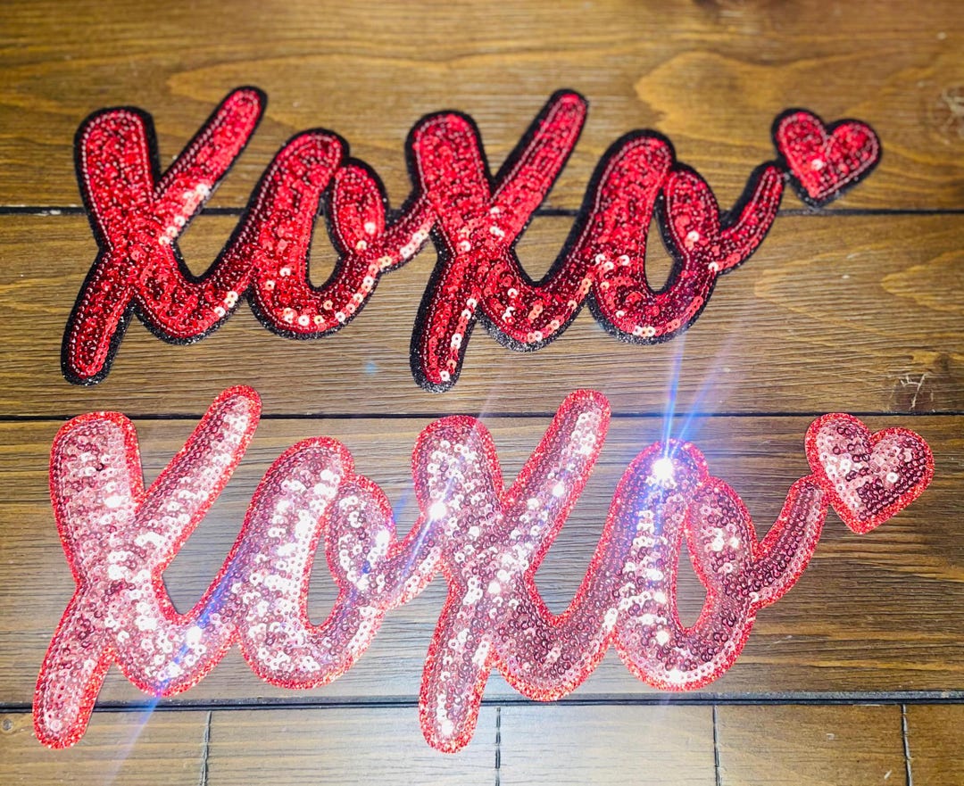 Sequin XOXO Chenille Patch, Valentine Patch, XOXO, Valentine’s Day, Gift, Valentine Sweatshirt/t ...