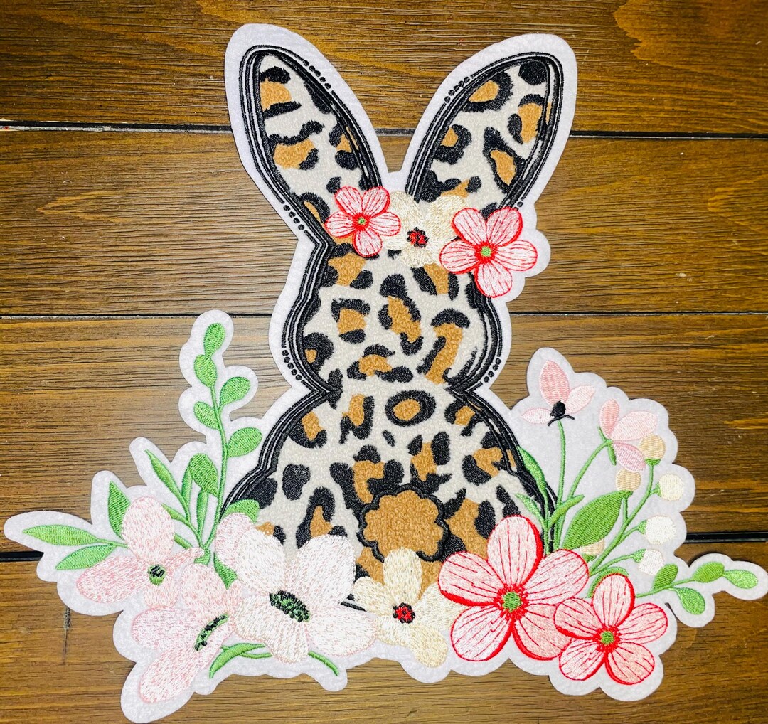 Easter Bunny Leopard Chenille Patch, Easter Patch, Easter Leopard Bunny ...