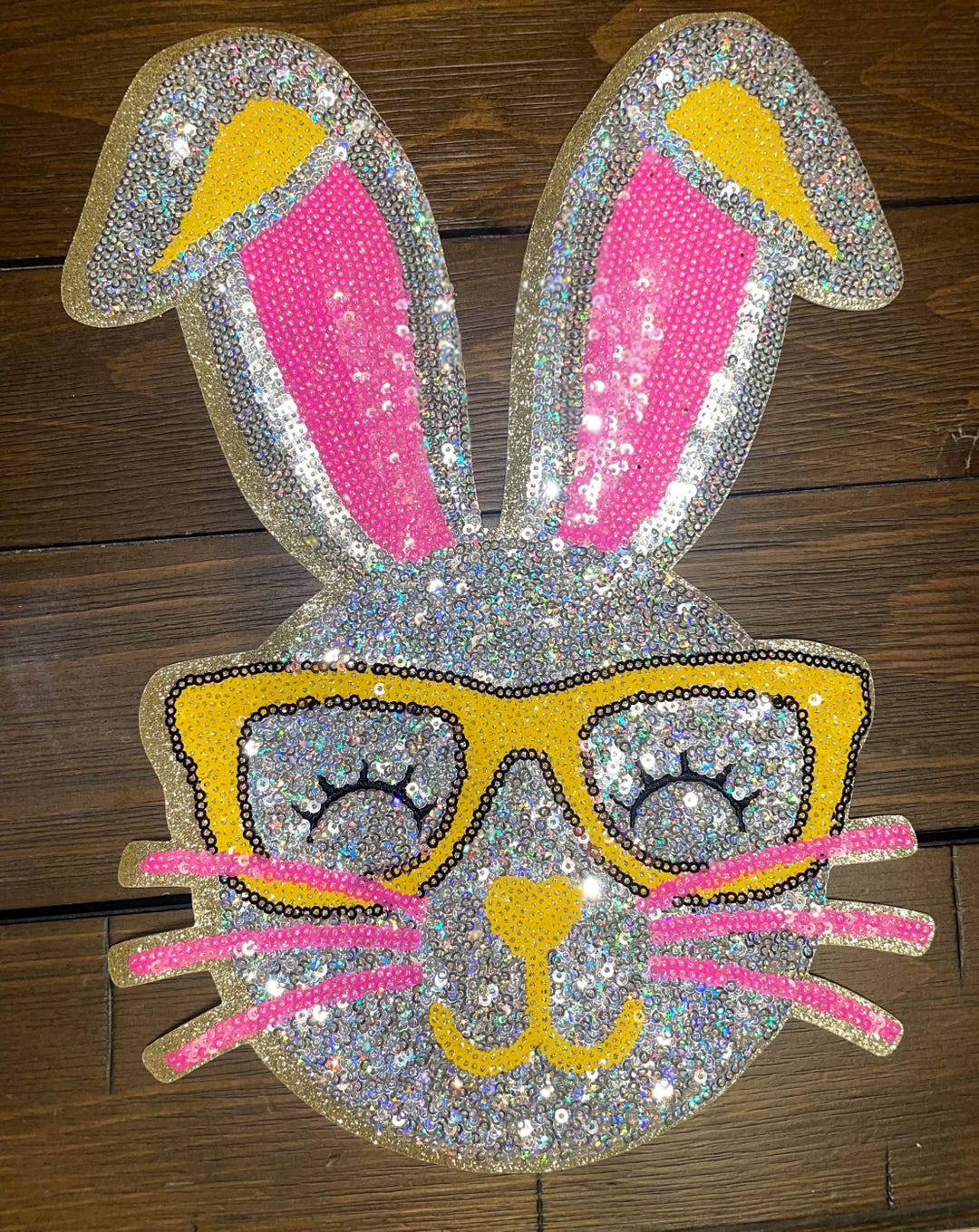 Easter Bunny Sequin Chenille Patch, Easter Patch, Easter Bunny, Easter ...