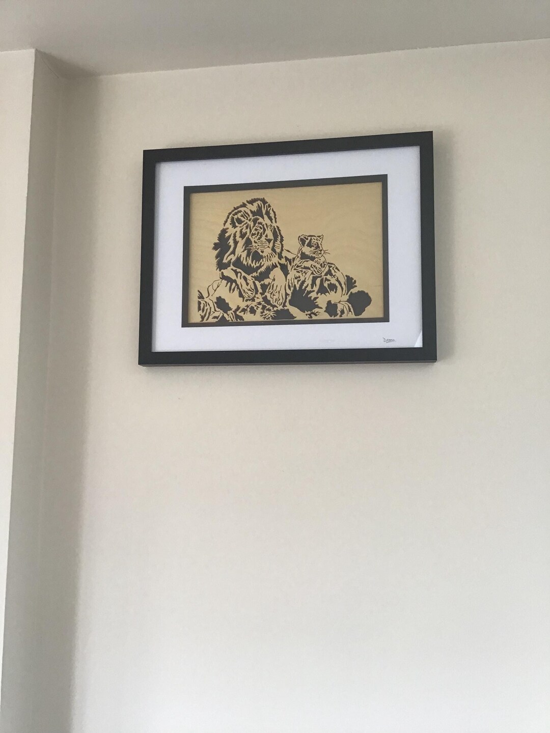 Handmade Wooden Scroll Saw Portrait (lion &cub)framed - Etsy