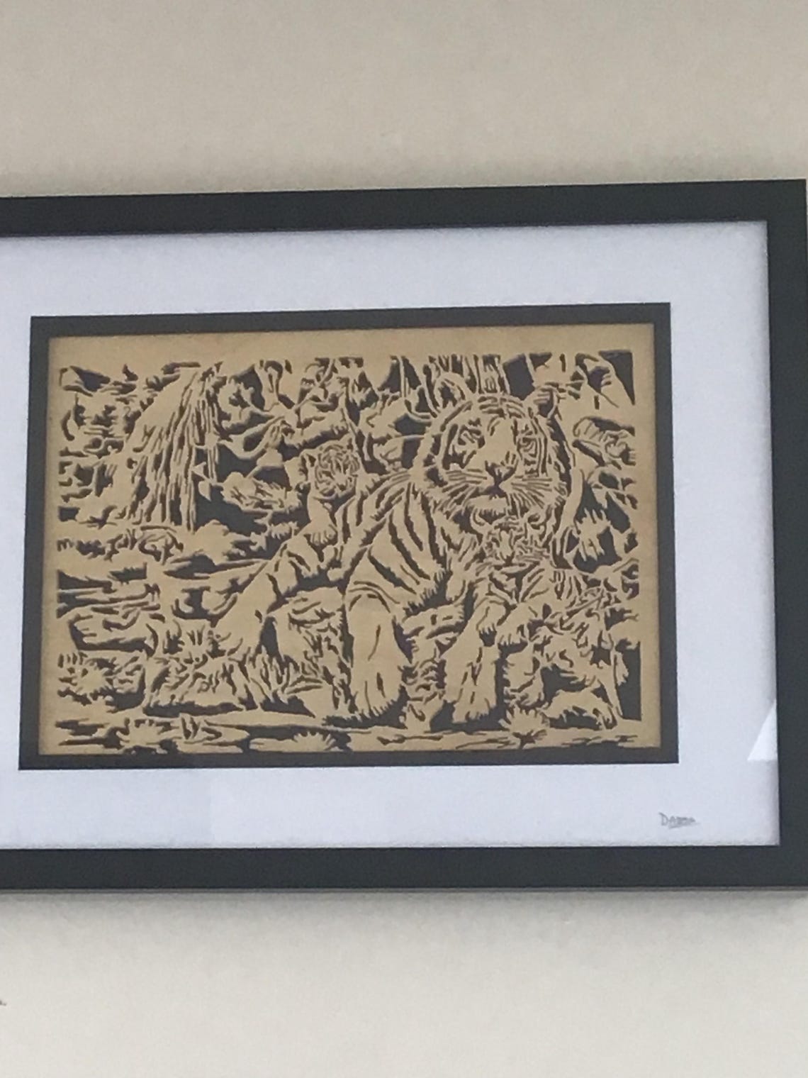 Handmade Wooden Scroll Saw Portrait (tiger Family)framed - Etsy