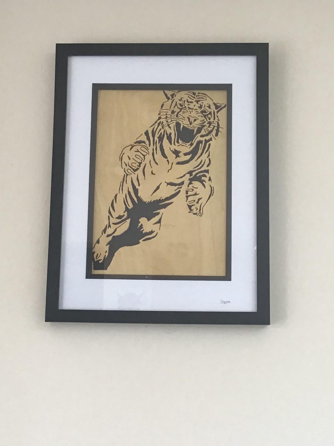 Handmade Wood Scroll Saw Portrait (pouncing Tiger)framed - Etsy