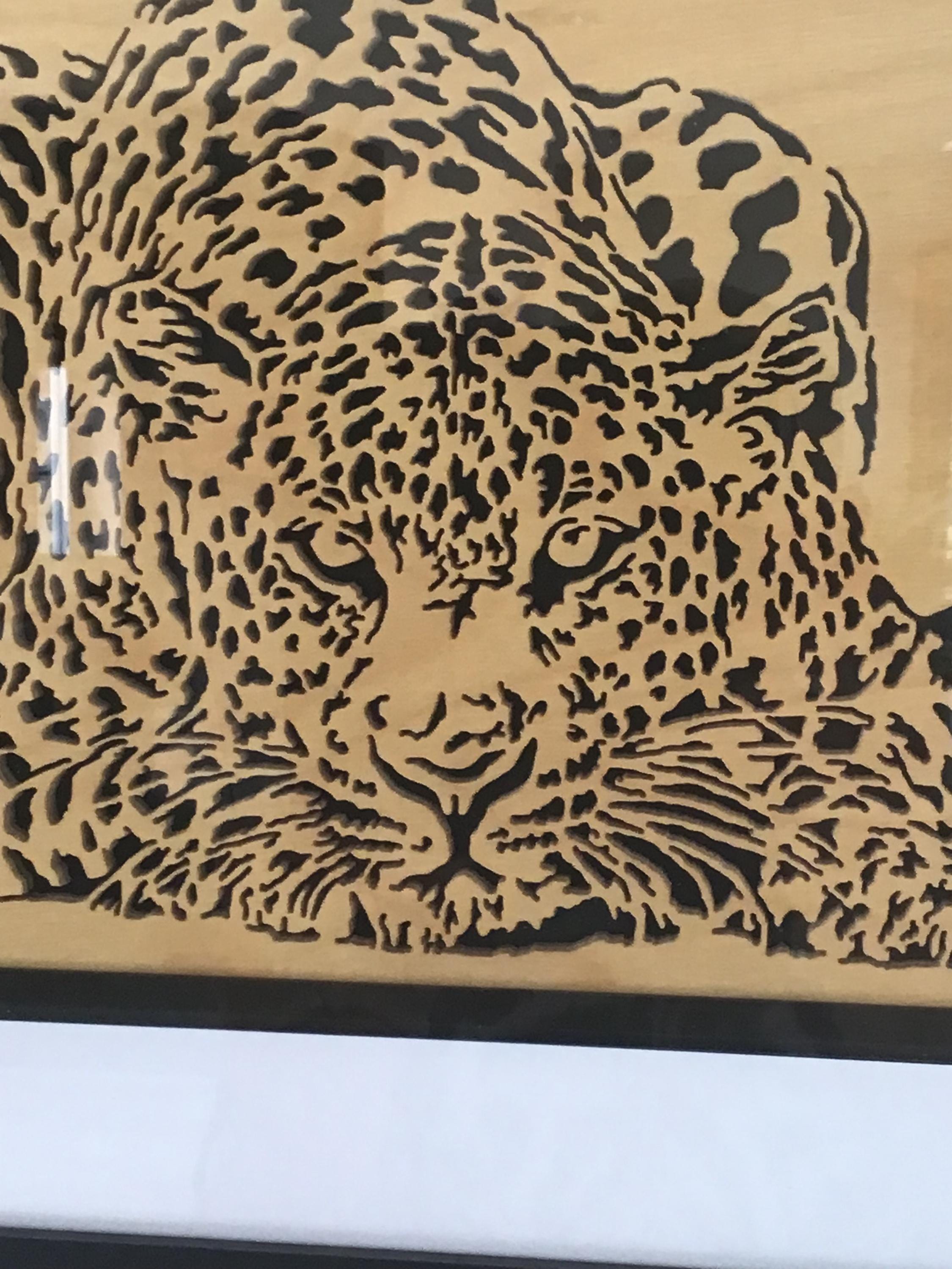 Handmade Wooden Scroll Saw Portrait (hunting Leopard)framed - Etsy