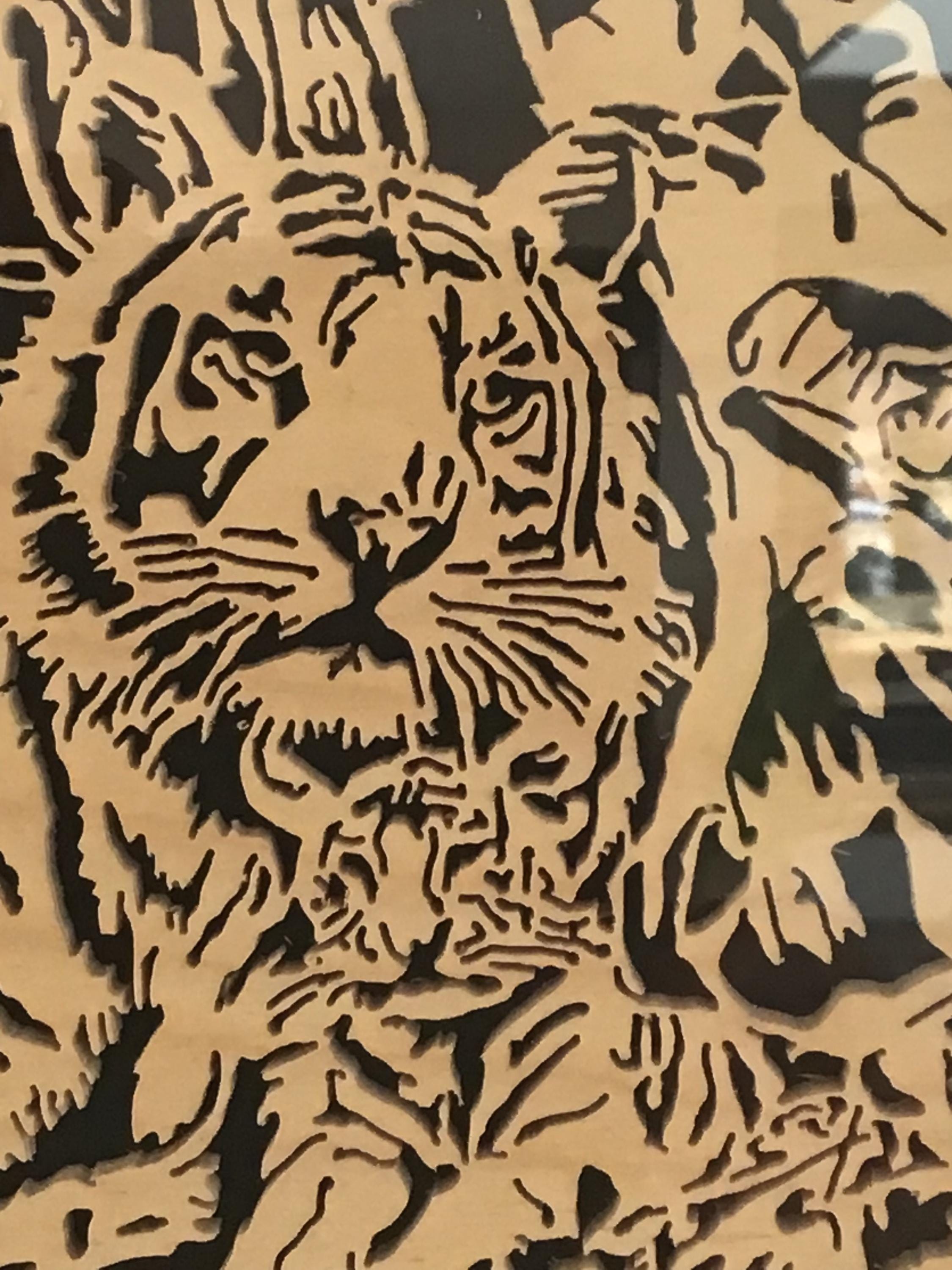 Handmade Wooden Scroll Saw Portrait (tiger Family)framed - Etsy
