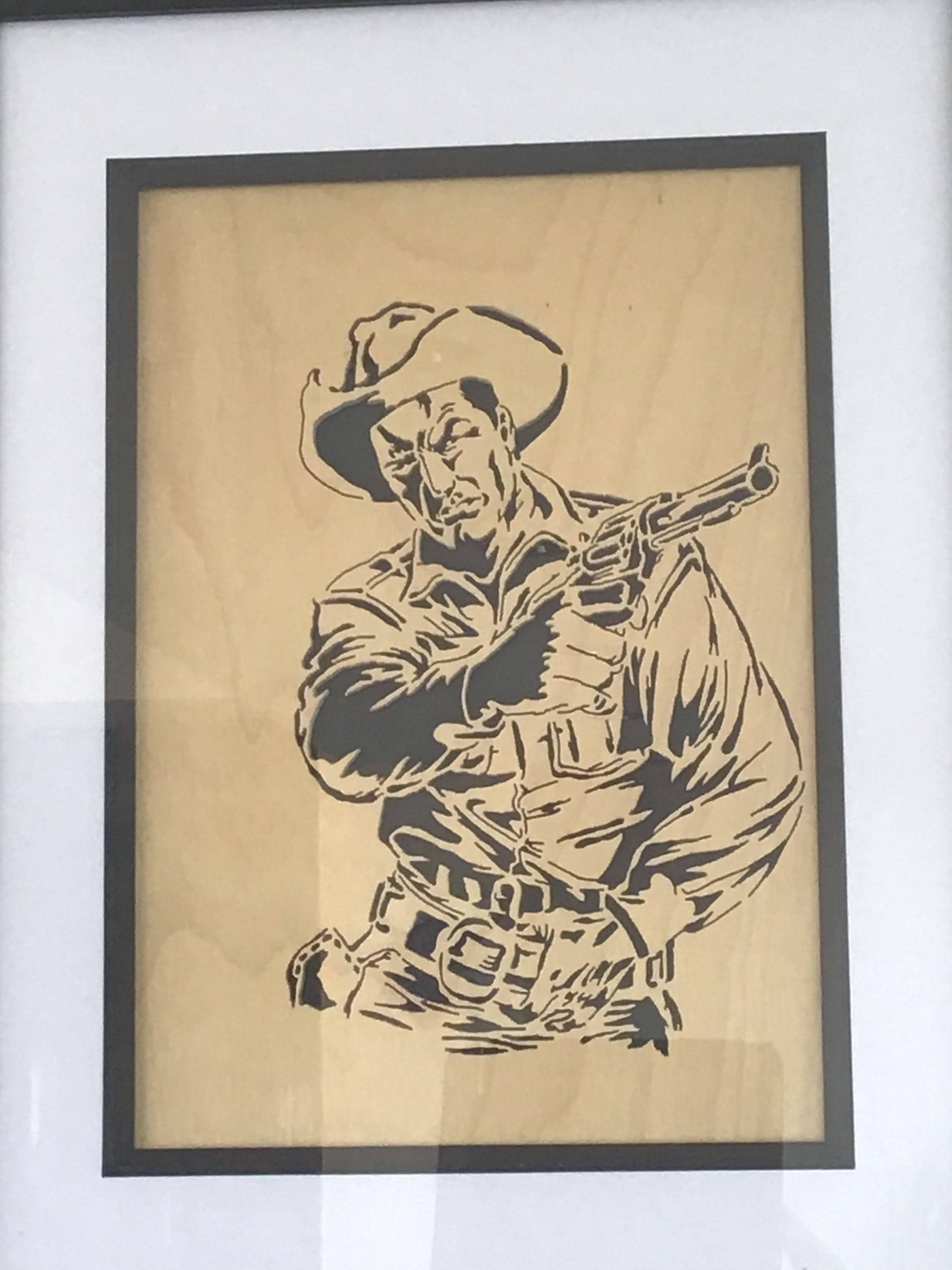 Handmade Wooden Scroll Saw Portrait(cowboy)framed - Etsy