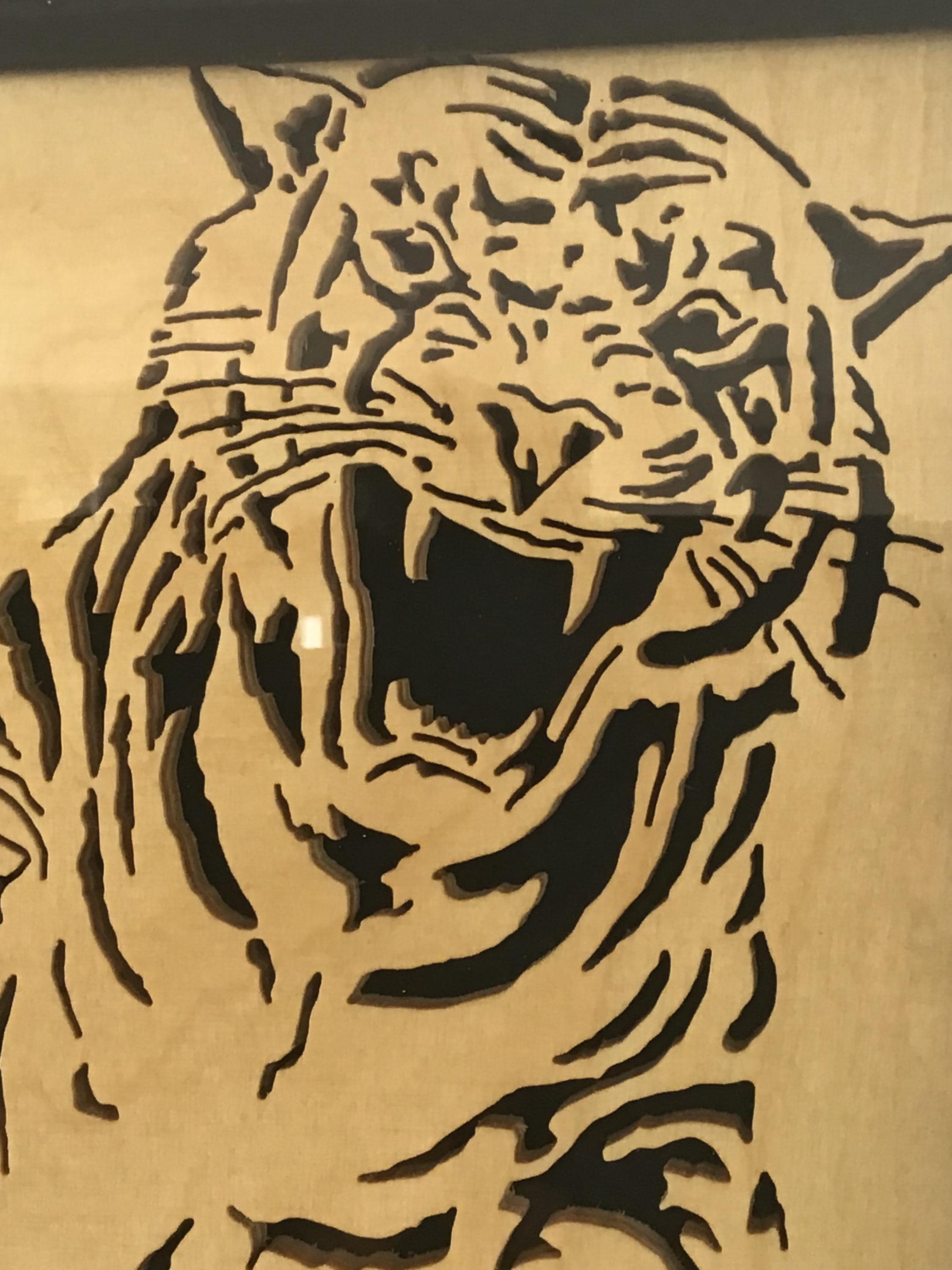 Handmade Wood Scroll Saw Portrait (pouncing Tiger)framed - Etsy