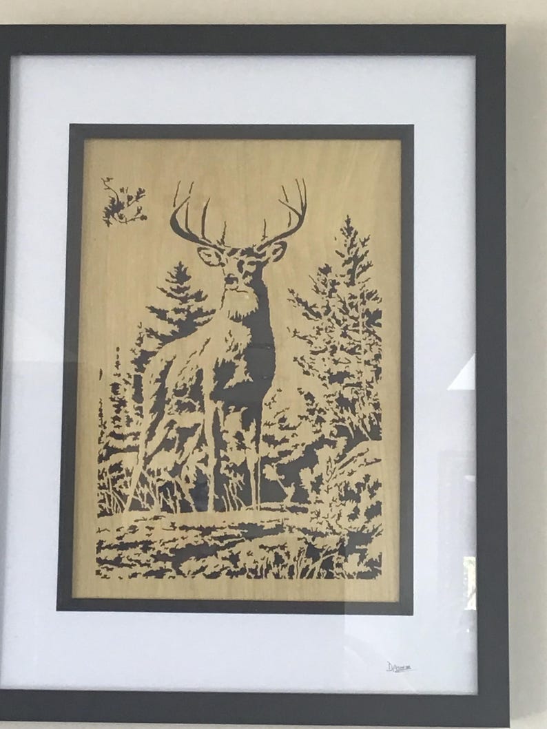 Handmade Wooden Scroll Saw Portrait (stag)framed - Etsy