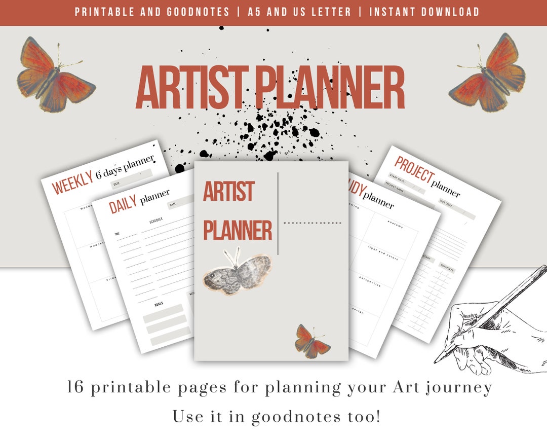 Digital and Traditional Artist Planner, Minimal Artist Supplies, Art ...