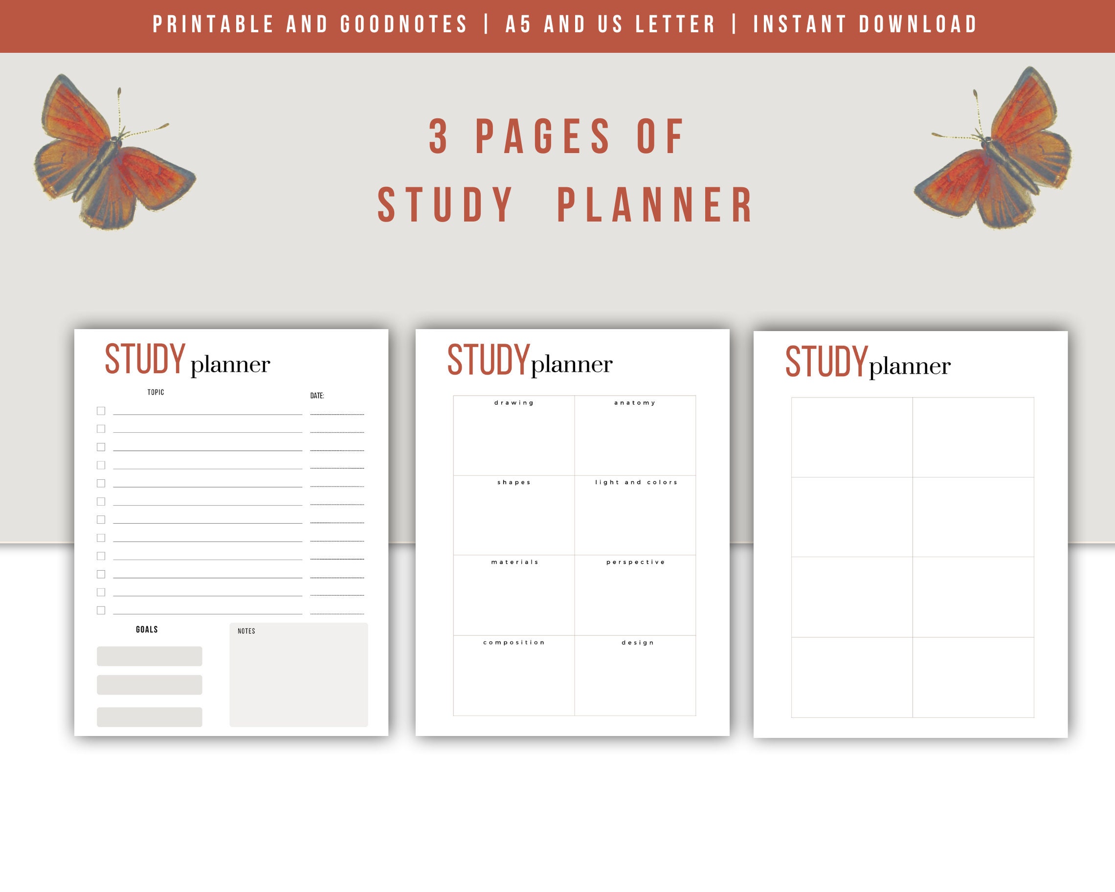 Digital and Traditional Artist Planner, Minimal Artist Supplies, Art ...