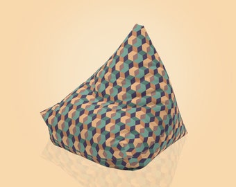 Retro Abstract Shapes Pattern Bean Bag Chair Cover, Boho Furniture Room ...