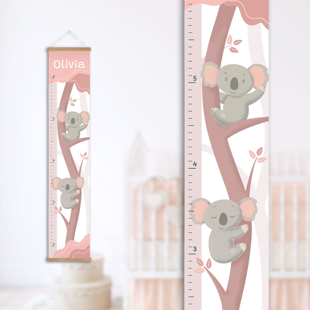 Personalized Pink Koala Growth Chart: Baby Girl Nursery Decor - Etsy