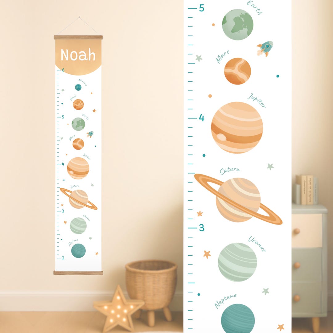 Personalized Space Growth Chart: Solar System Kids Room Decor - Etsy