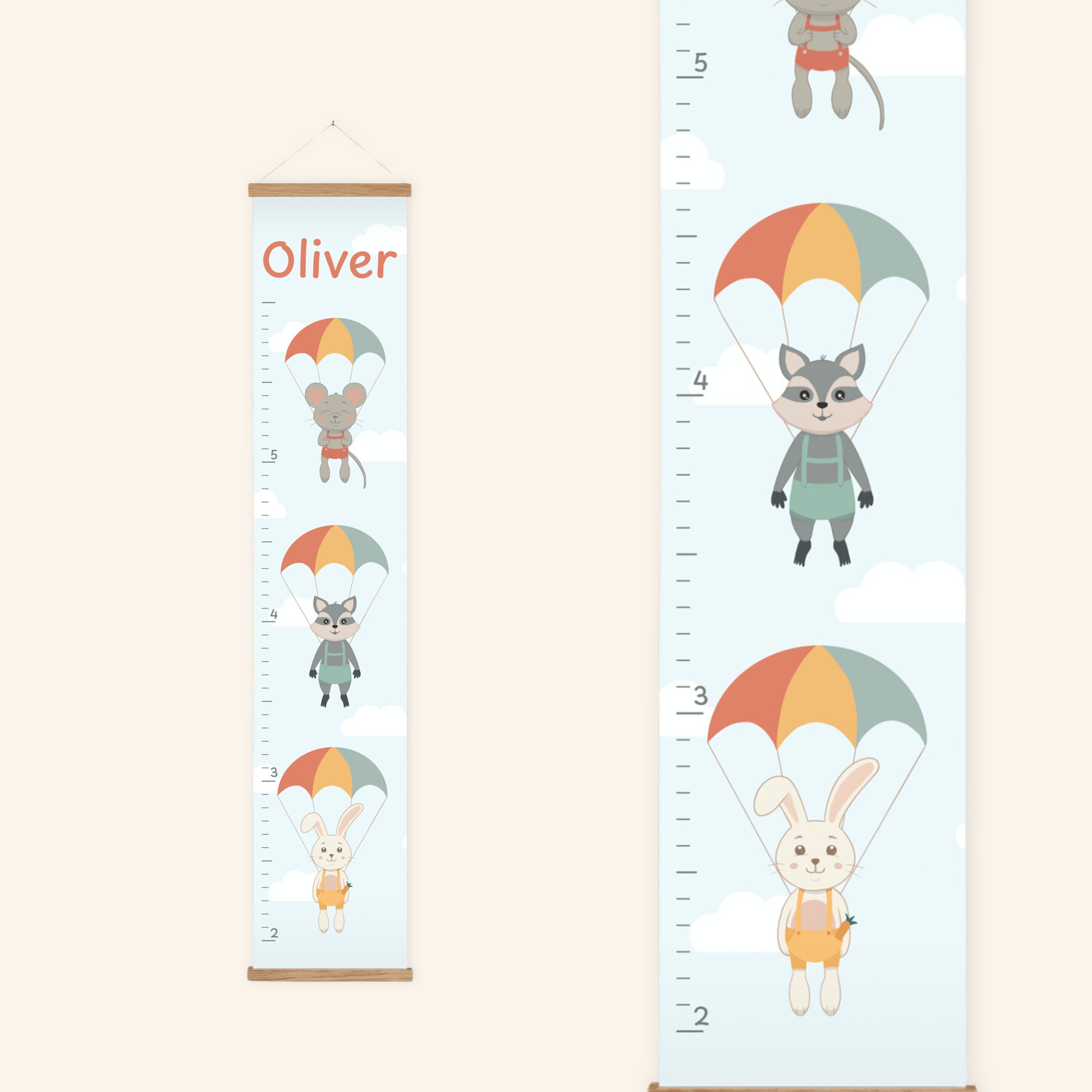 Custom Growth Chart for Kids Paratroopers Animals Nursery Gift 1st ...