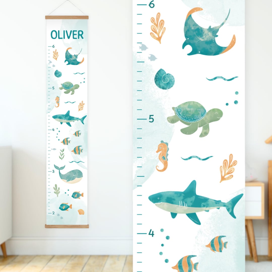 Customized Ocean Growth Chart for Kids, Nautical Height Chart ...