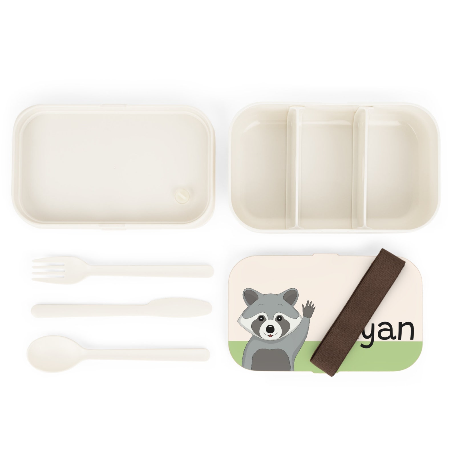 Personalized Bento Lunch Box Cute Raccoon Customized Snack Box for Kids ...