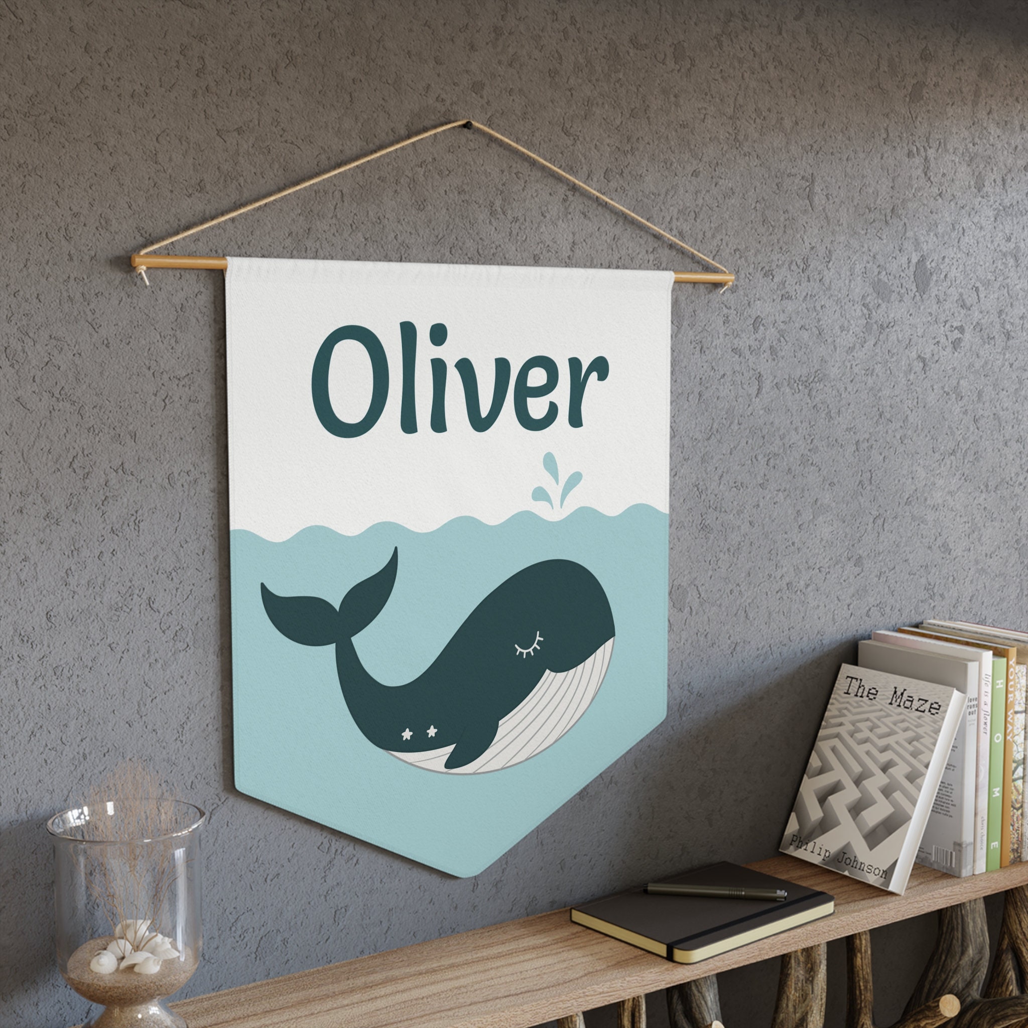 Personalized Whale Pennant: Nautical Nursery Wall Art - Etsy