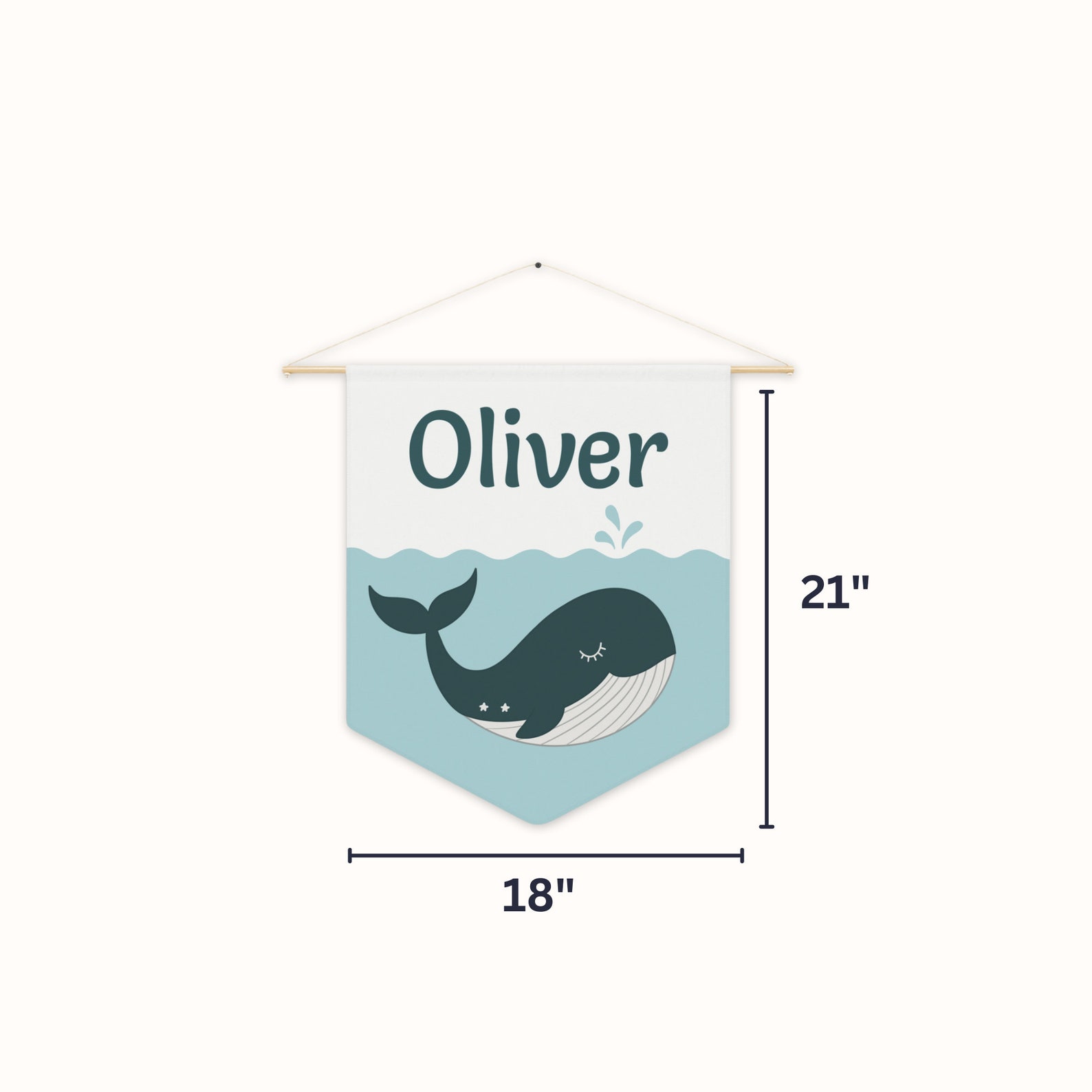 Personalized Whale Name Sign, Customized Nautical Wall Pennant, Ocean ...