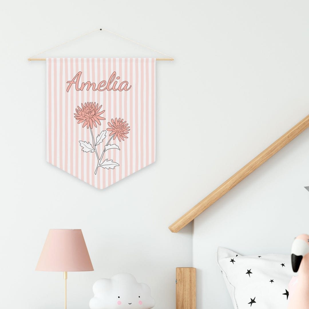 Personalized Chrysanthemum Name Banner: November Birth Flower Nursery ...
