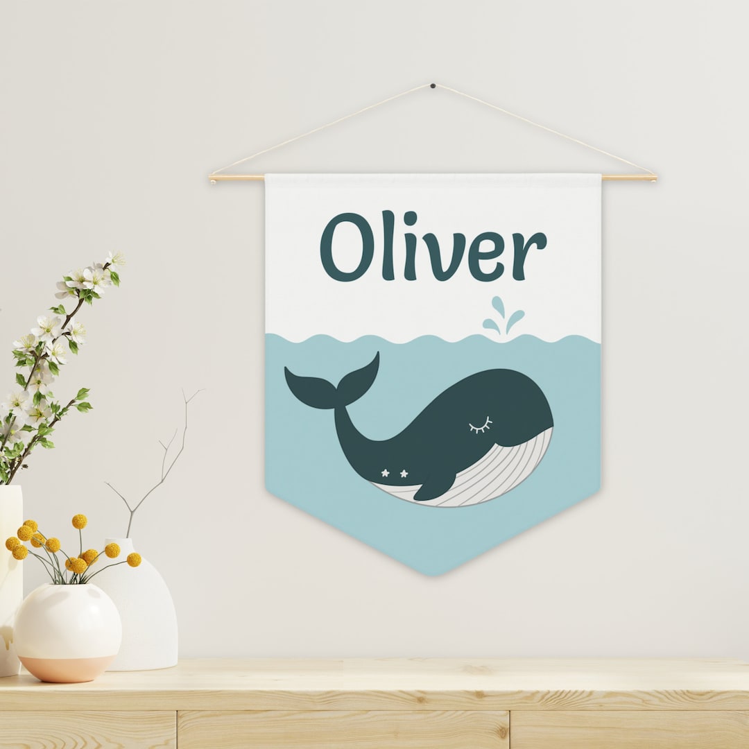 Personalized Whale Pennant: Nautical Nursery Wall Art - Etsy