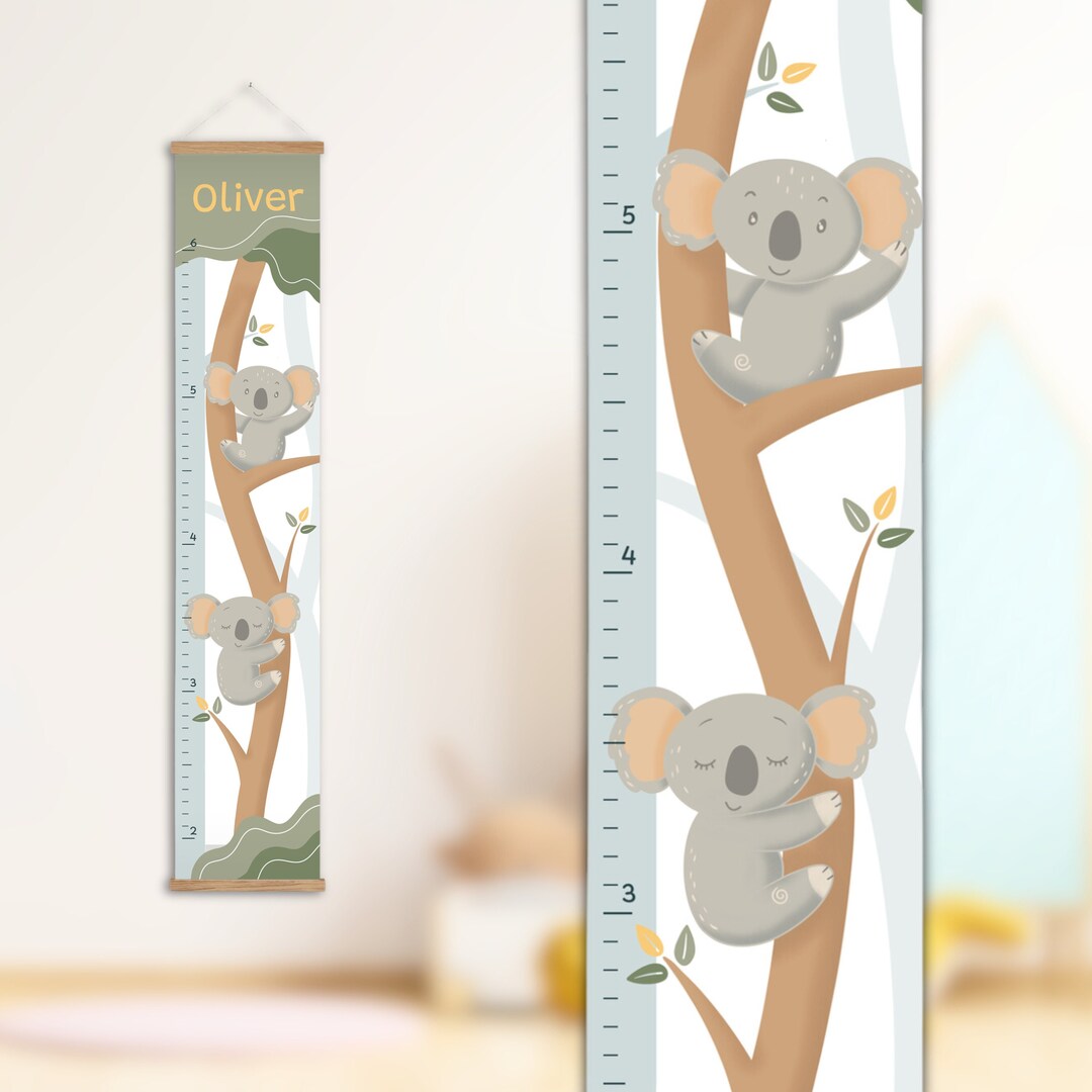 Personalized Koalas Growth Chart for Kids, Nursery Wall Hanging With ...