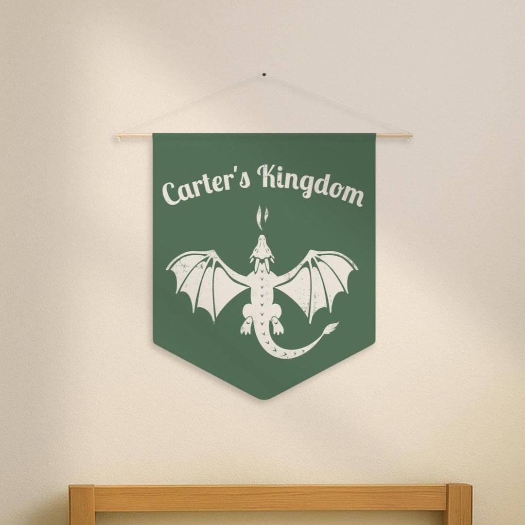 Personalized Dragon Banner, Name Sign for Kids Room, Wall Decor for ...
