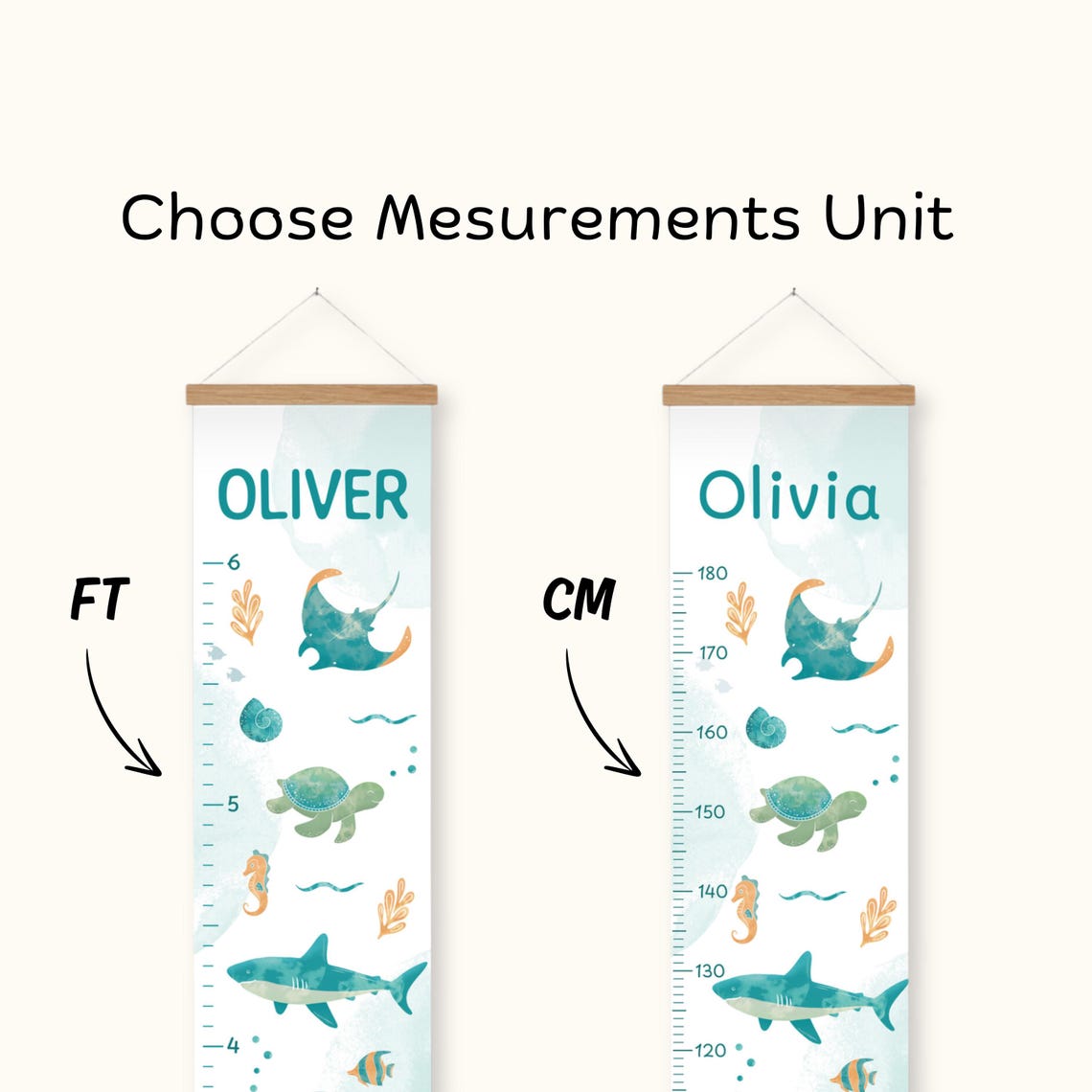 Customized Ocean Growth Chart for Kids, Nautical Height Chart ...