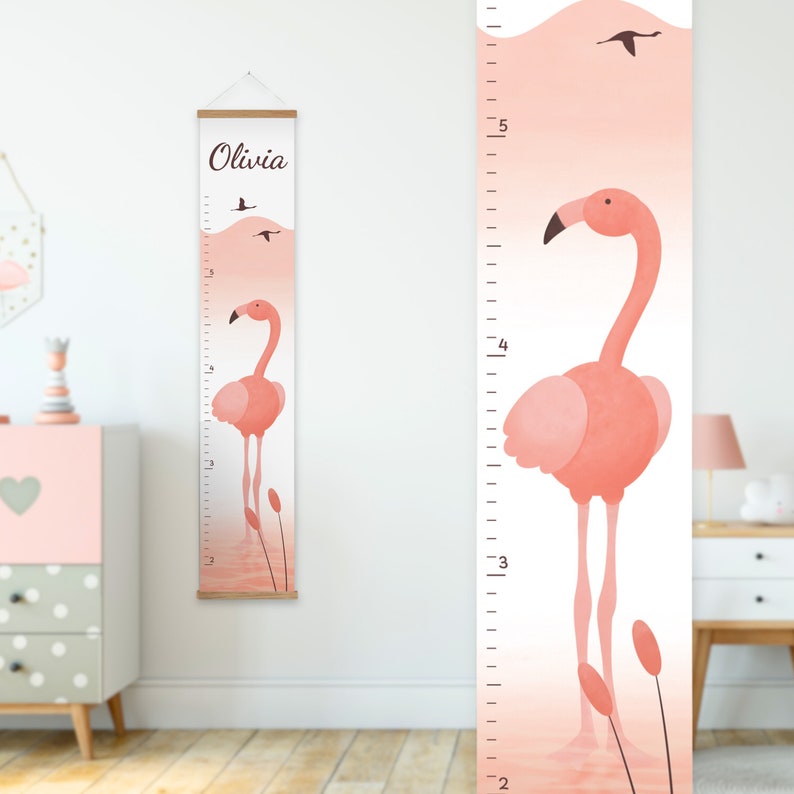 Custom Growth Chart for Kids Flamingo Pink Height Chart for Girl ...