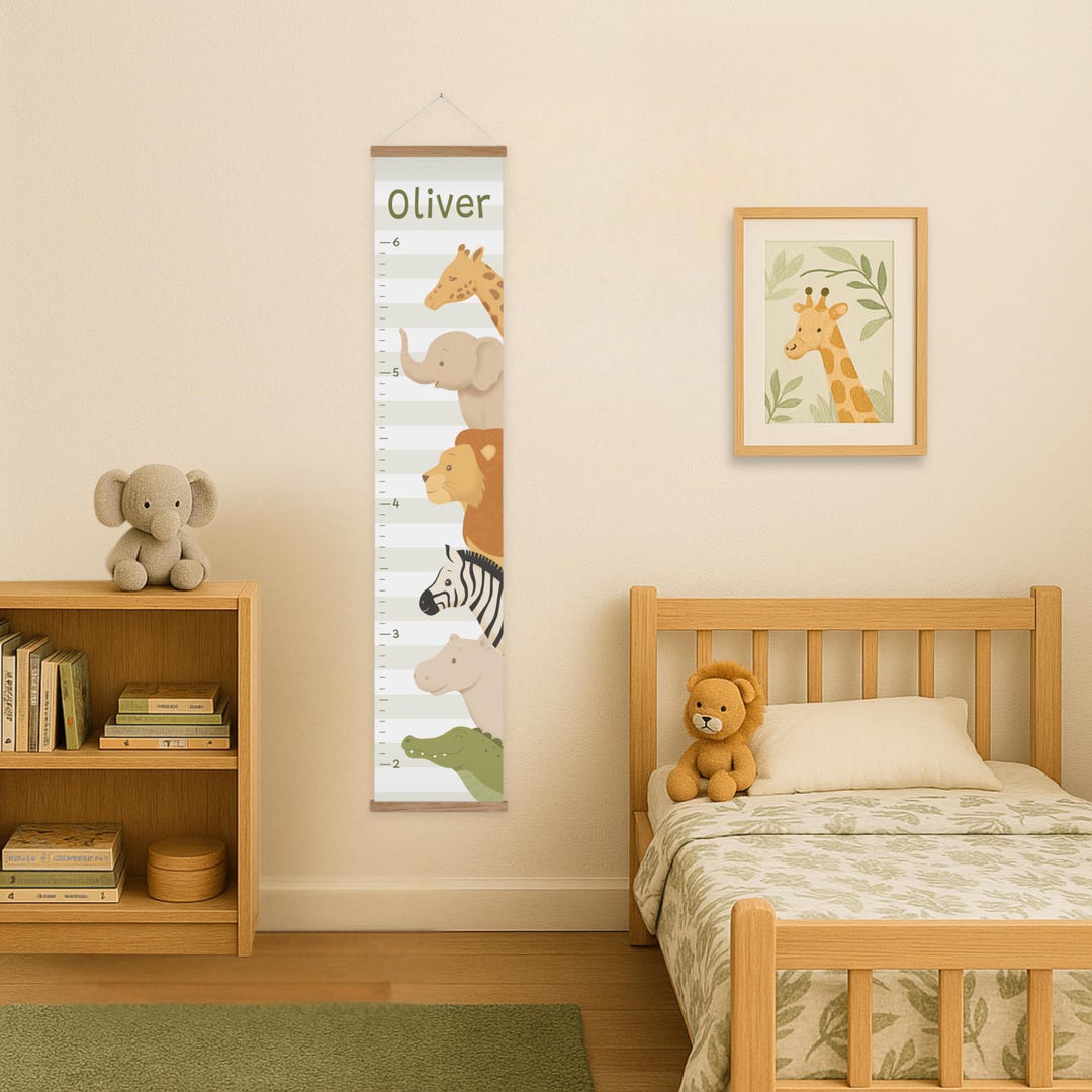 Safari Growth Chart for Kids, Personalized Gift for Baby, Safari Height ...