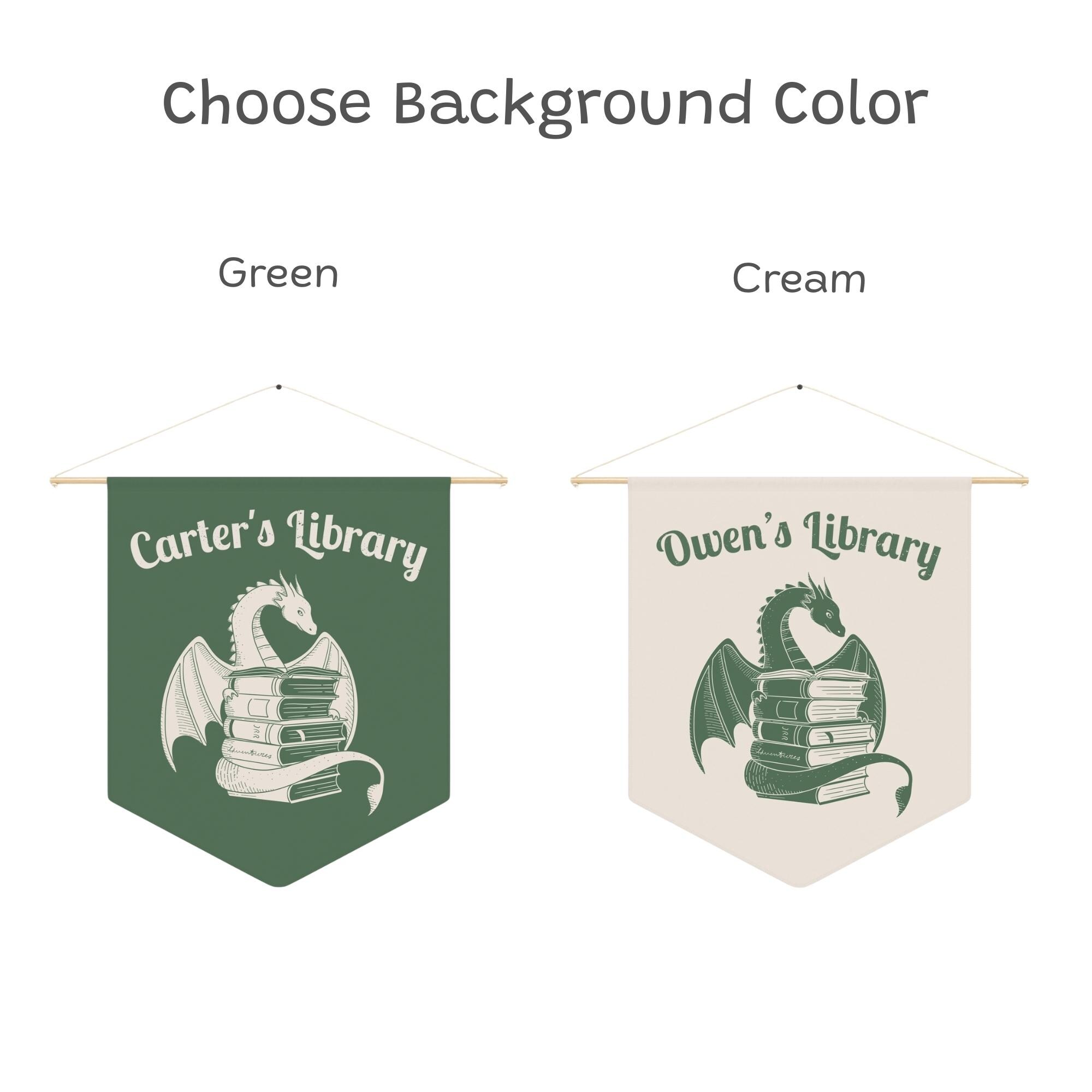 Personalized Dragon Library Wall Banner, Fantasy Reading Nook Sign for ...