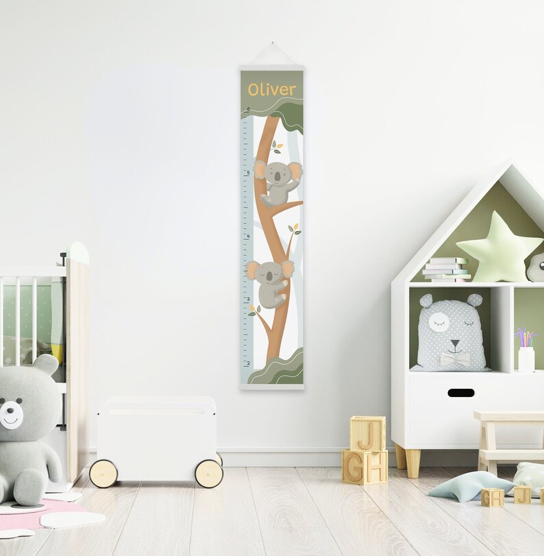 Personalized Koalas Growth Chart for Kids, Nursery Wall Hanging With ...